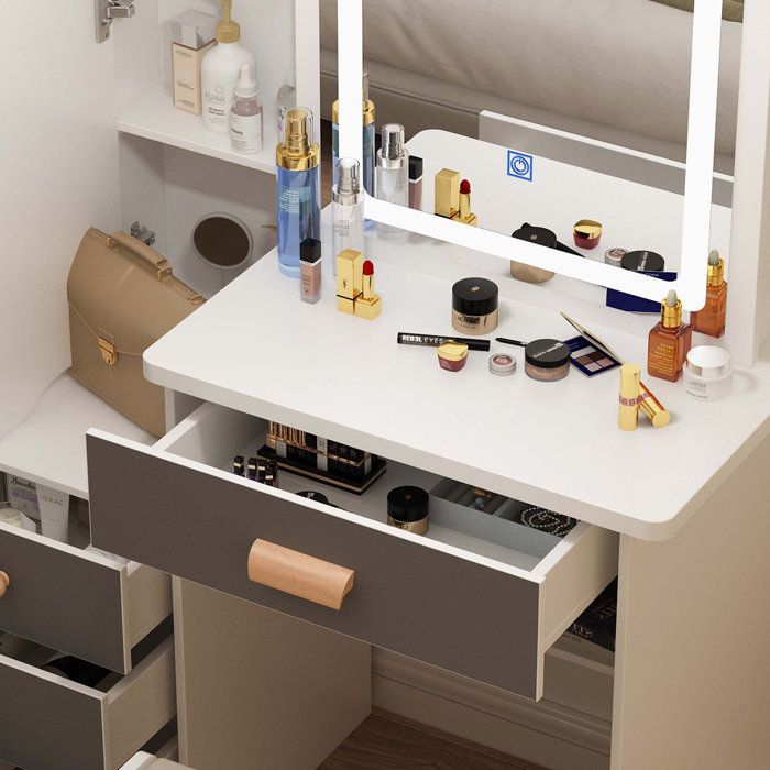 Latitude Run® Vinush Vanity Set with Stool and Mirror & Reviews | Wayfair